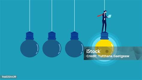 밝은 전구에 노트북으로 일하는 사업가 진정한 지식 벡터 일러스트 레이 션 개발에 대한 스톡 벡터 아트 및 기타 이미지 개발 고등학교 고등학교 3학년생 Istock