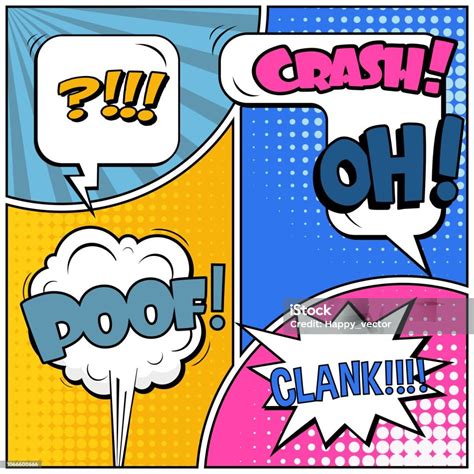 추상 창조적인 개념 벡터 만화 팝 아트 스타일 빈 구름 기둥과 고립된 점 배경 레이아웃 템플릿 판매 배너 빈 음성 버블 세트 그림 하프톤도 서 디자인 개체 그룹에 대한 스톡