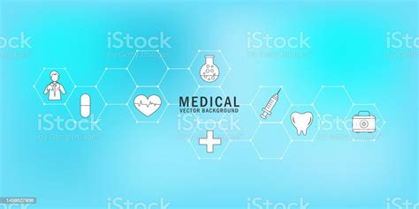 평면 아이콘과 기호로 추상적인 의료 배경 헬스케어 기술 혁신 의학 건강 과학 및 연구를 위한 개념과 아이디어 개념에 대한 스톡 벡터 아트 및 기타 이미지 Istock