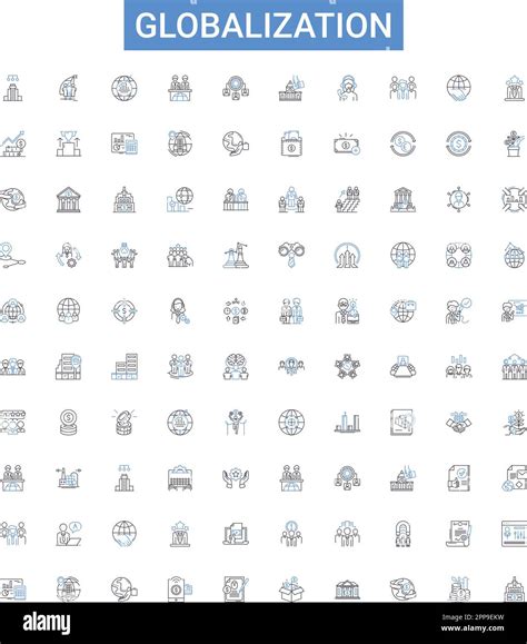 Globalization Outline Icons Collection Internationalization Interconnection Connection