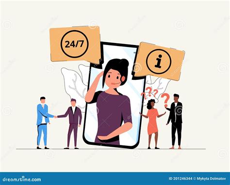 People Characters Talking With Customer Support Woman And Man Ask Questions And Receive Answers