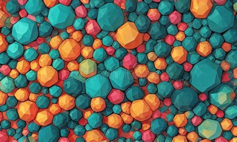 Vibrant Abstract Pattern Overlapping Geometric Shapes In Shades Blue Orange And Pink Creating