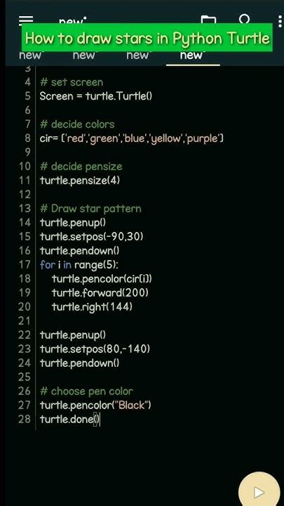 How To Draw Stars In Python Turtlepython Coding Short Shorts