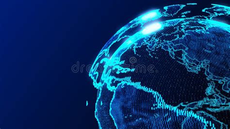 Global Network Connection Abstract Earth Map Big Data Visualization 3d Rendering Stock