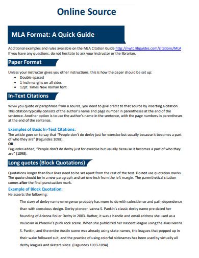MLA Format Sources Examples To Download