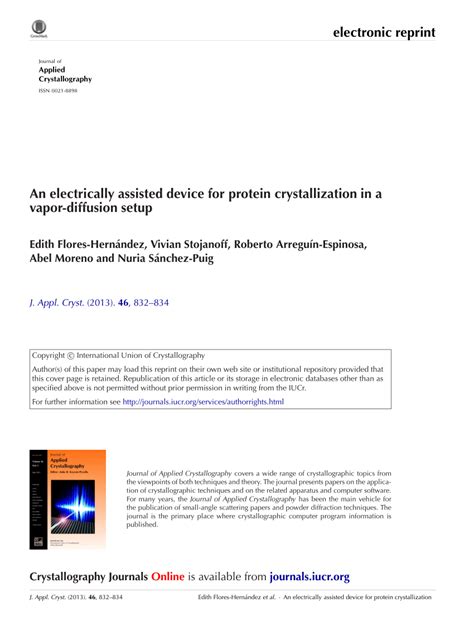 Pdf An Electrically Assisted Device For Protein Crystallization In A Vapor Diffusion Setup