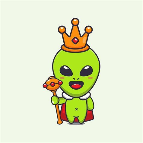 Premium Vector Cute Alien King Cartoon Vector Illustration