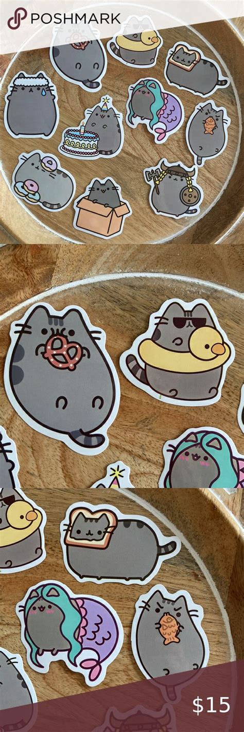 Pusheen The Cat Stickers X10 Unique Designs Fun Pretzel Toast