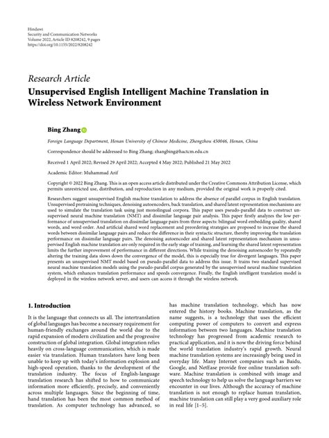 Pdf Unsupervised English Intelligent Machine Translation In Wireless Network Environment