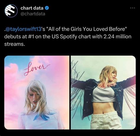 “all Of The Girls You Loved Before Debuts At No 1 On The Us Spotify