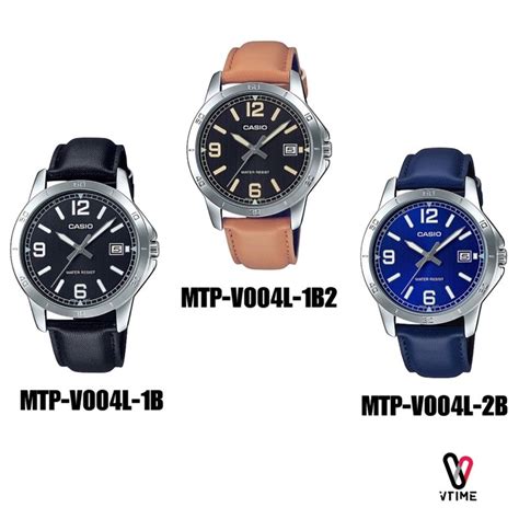 นาฬิกา Casio สายหนังสำหรับผู้ชาย รุ่น Mtp V004l 1b Mtp V004l 1b2 Mtp V004l 2b Shopee Thailand