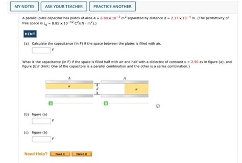 [solved] A Parallel Plate Capacitor Has Plates Of Area A 6