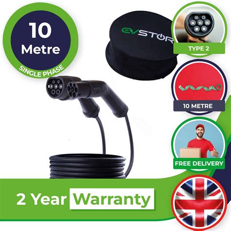 10m Type 2 Ev Charging Cable Single Phase 7 6kw £138