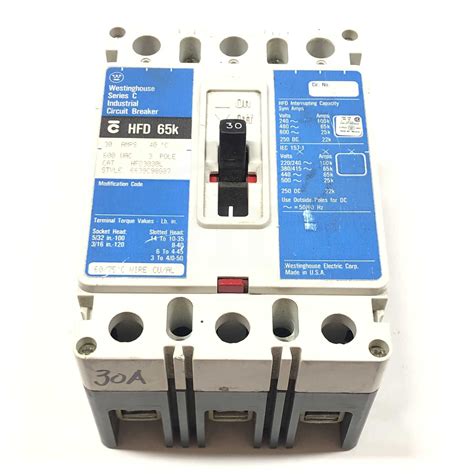 Hfd3030l Westinghouse Circuit Breaker 3 Poles 30 Amps 600v