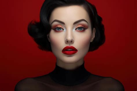 Premium Photo Stunning Red Lipstick Model Generate Ai