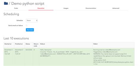 how to run a python script from a dashboard
