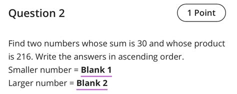 solved find two numbers whose sum is 30 ﻿and whose product
