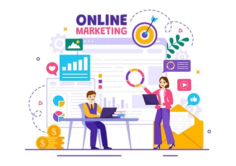Digital En Línea Márketing Vector Ilustración Con Negocio Análisis