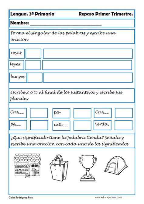 Lengua Ejercicios De Lengua Lengua Primaria Tercero Primaria Ayuda