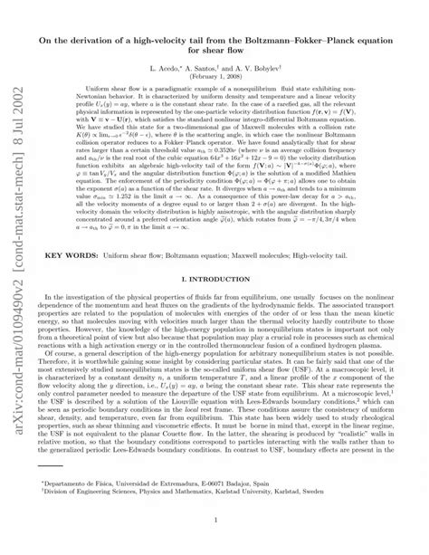 Pdf On The Derivation Of A High Velocity Tail From The Boltzmann Fokker Planck Equation For