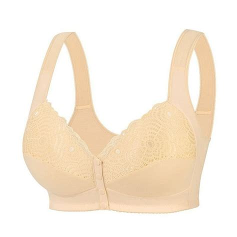 Xflwam Plus Size Bras For Women Push Up Breathable Front Closure Daisy Bras Full Support No