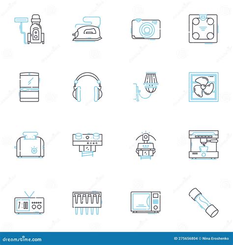 Electric Machinery Linear Icons Set Battery Windings Generators Transformers Motors