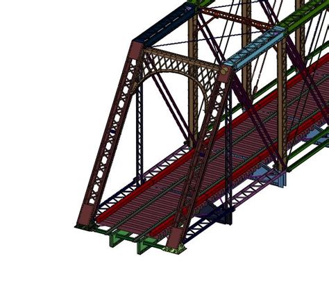 铁路斜拉式预应力钢桁梁桥 Step 模型图纸下载 懒石网