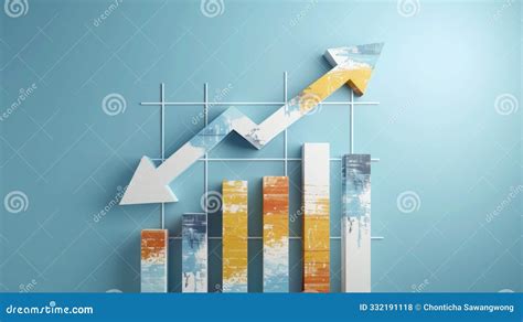 A 3d Bar Graph With An Arrow Rising From A Downward Trend Indicating An Upward Trend And