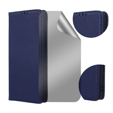 Комплект самовъзстановяващ се Privacy протектор от хидрогел и флип калъф от естествена кожа За