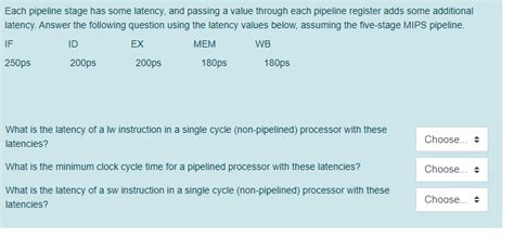 Solved Each Pipeline Stage Has Some Latency And Passing A Chegg Com