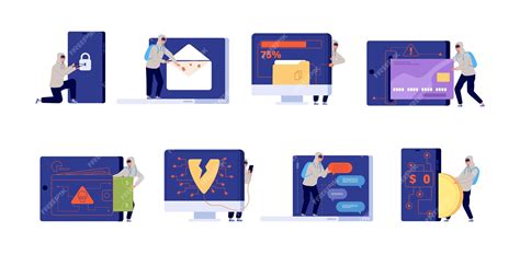 Premium Vector Hackers Characters Web Thief Hacker Data Information Phishing Internet Frauding