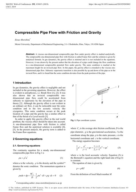 pdf compressible pipe flow with friction and gravity