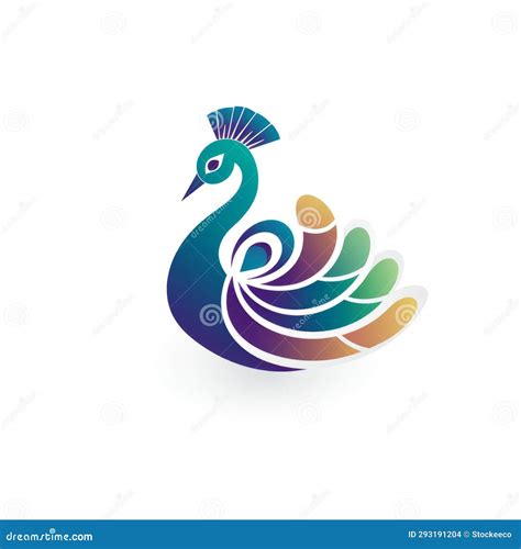 Playful Peacock Symbol Logo Concept In Realistic Color Palette Stock