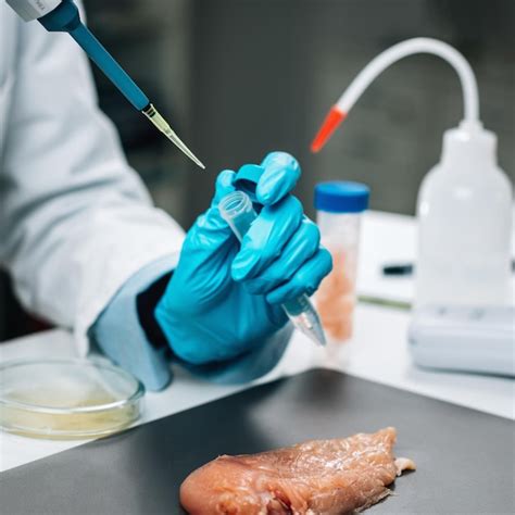 Premium Photo Food Quality Assessment Microbiologist Testing Poultry