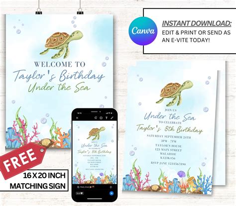 Turtle Invitations Sea Turtle Invitation Under The Sea Invitations