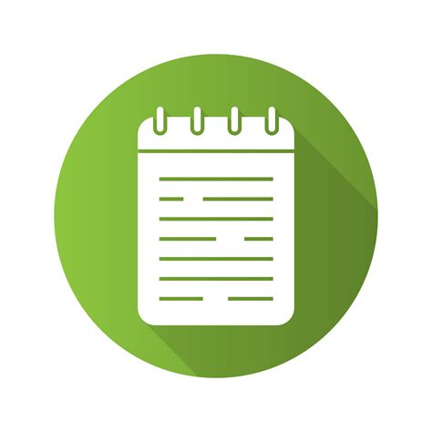 Notepad Flat Design Long Shadow Glyph Icon Spiral Notebook Vector Silhouette Illustration