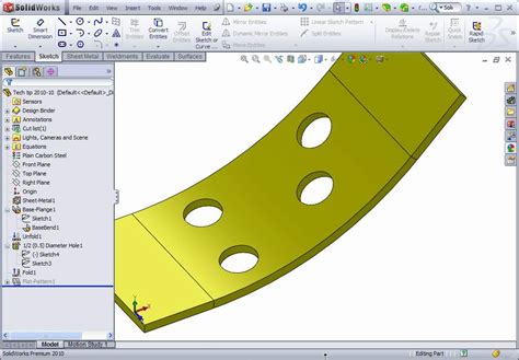 SolidWorks Sheet Metal How To Create The Axis Of A Bent Hole YouTube