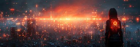 Cyber Security Fortress A Futuristic Cityscape Stock Illustration Illustration Of Digital