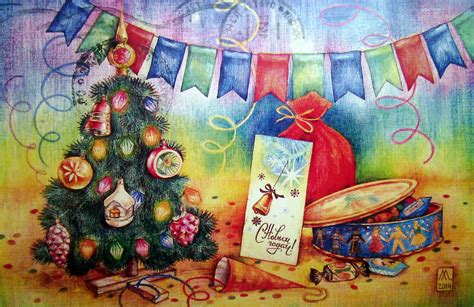 Новогодние рисунки акварелью 80 фото