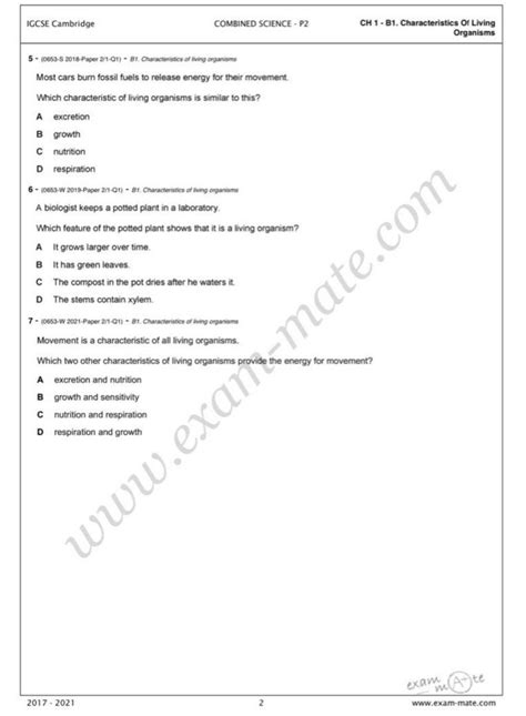 IGCSE O LEVEL COMBINED SCIENCE PAPER 2 EXERCISE ANSWERS Hobbies