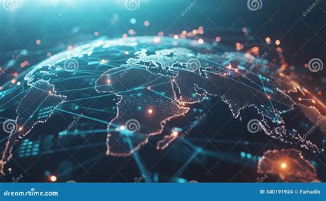 Digital Globe Showing International Connections With Glowing Lines