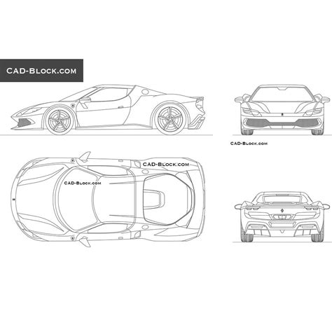 Ferrari 296 Gtb Vector Car Drawings