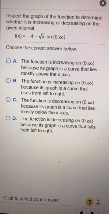 Solved Inspect The Graph Of The Function To Determine