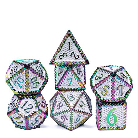 Cusdie Metal Dnd Dice Set 7 Die Metal Polyhedral Dandd Dice Set Serrated