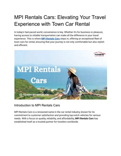ppt mpi rentals cars elevating your travel experience with town car