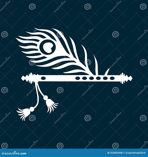 Krishna Flute On Happy Janmashtami Background Cartoon Vector