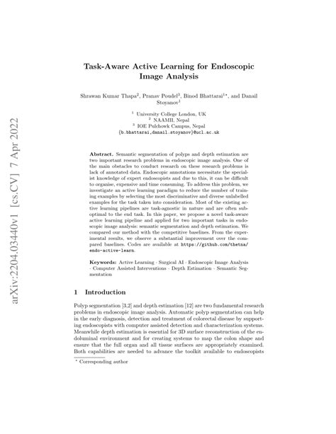 Pdf Task Aware Active Learning For Endoscopic Image Analysis
