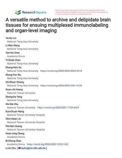 Pdf A Versatile Method To Archive And Delipidate Brain Tissues For Ensuing Multiplexed
