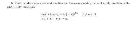 Solved Find The Marshallian Demand Function And The