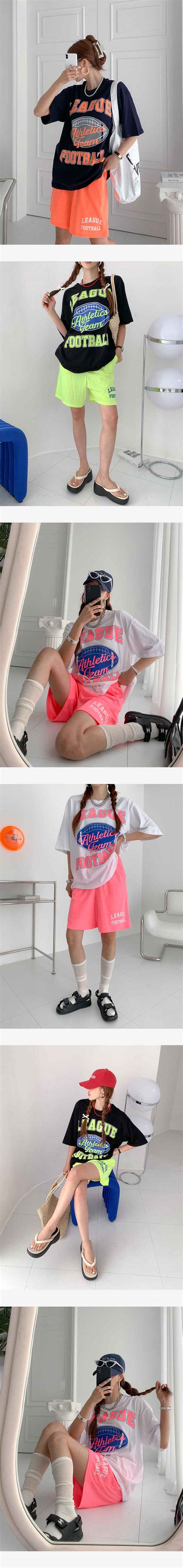 바캉스필수아이템 형광 반바지세트 트레이닝복 데일리 상하세트